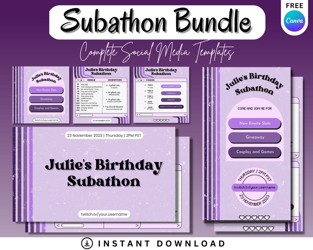 Aesthetic Soft Purple Subathon Template |minimalist Twitch Stream ...