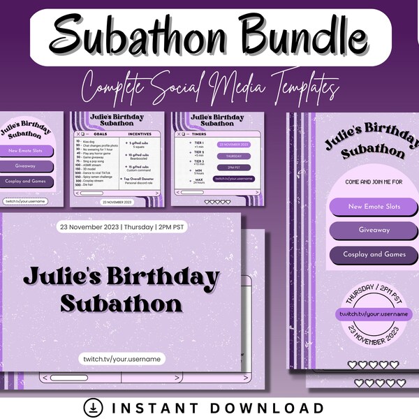 Twitch Subathon Goals Template - Etsy Australia