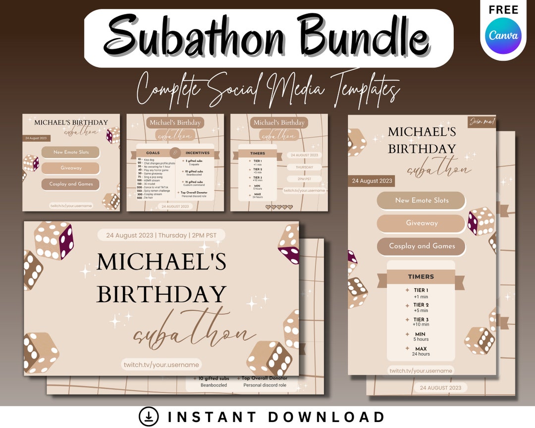 Aesthetic Subathon Social Media Bundle Package |twitch Event Social ...