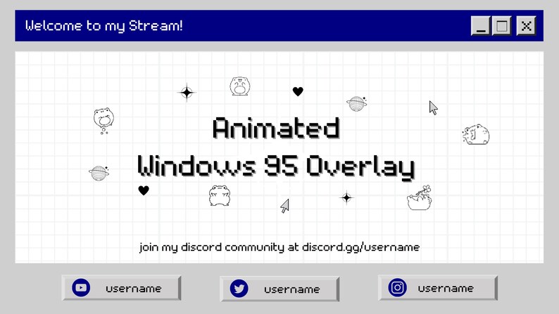 Y2K Frog Cat | Animated Stream Screen | Kawaii Cute Twitch Overlays ...