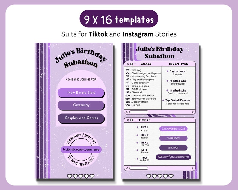 Aesthetic Soft Purple Subathon Template |minimalist Twitch Stream ...