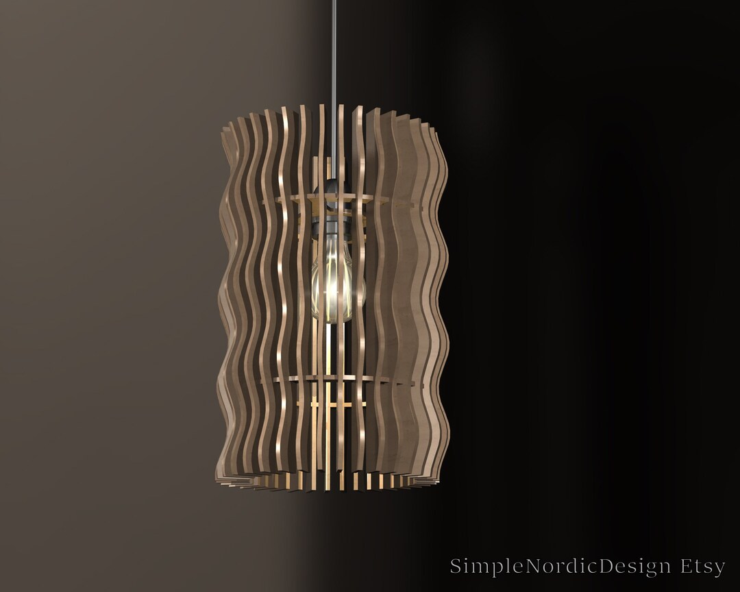 Wave Ceiling Lamp Shade, DXF SVG Laser Cut Files, 4mm or 3mm Material ...
