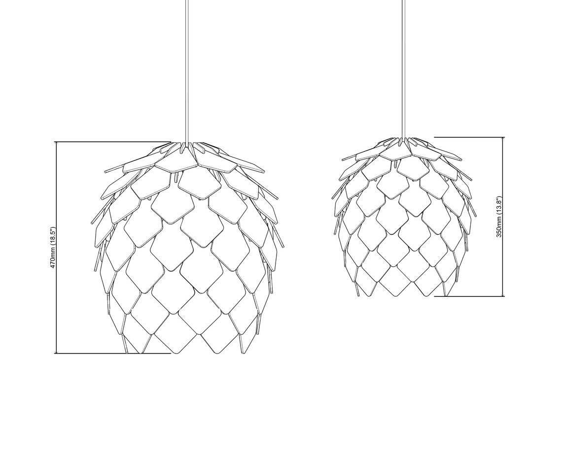 Pine Cone Ceiling Lamp Shade, DXF SVG Laser Cut Files, 4mm or 3mm ...