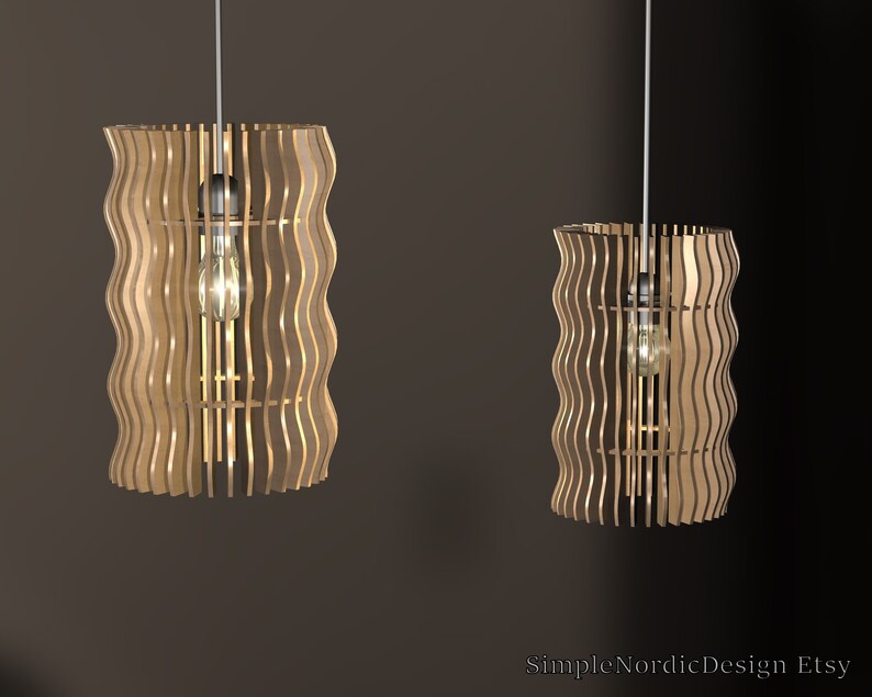 Wave Ceiling Lamp Shade, DXF SVG Laser Cut Files, 4mm or 3mm Material ...