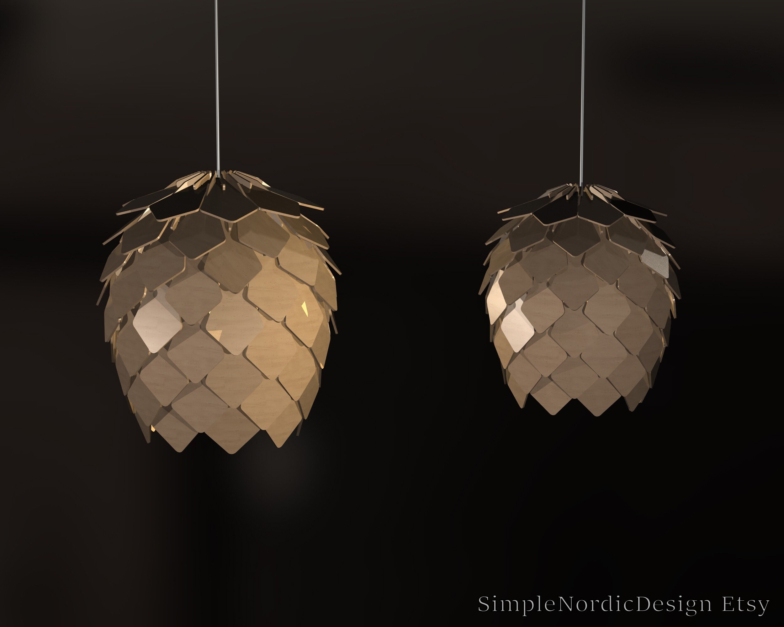 Pine Cone Ceiling Lamp Shade, DXF SVG Laser Cut Files, 4mm or 3mm ...