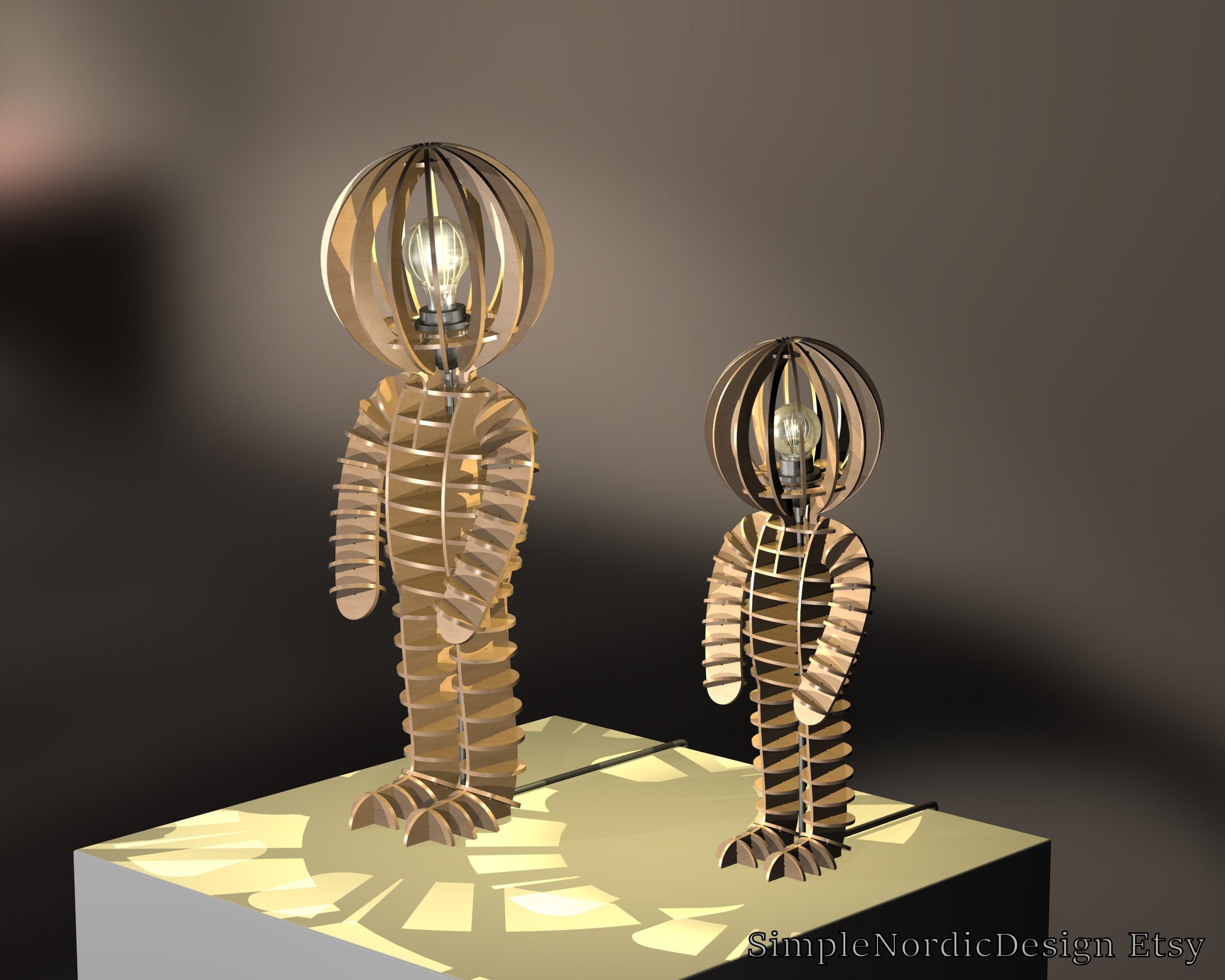 Standing Figure Table Lamp Shade, DXF SVG Laser Cut Files, 4mm or 3mm ...