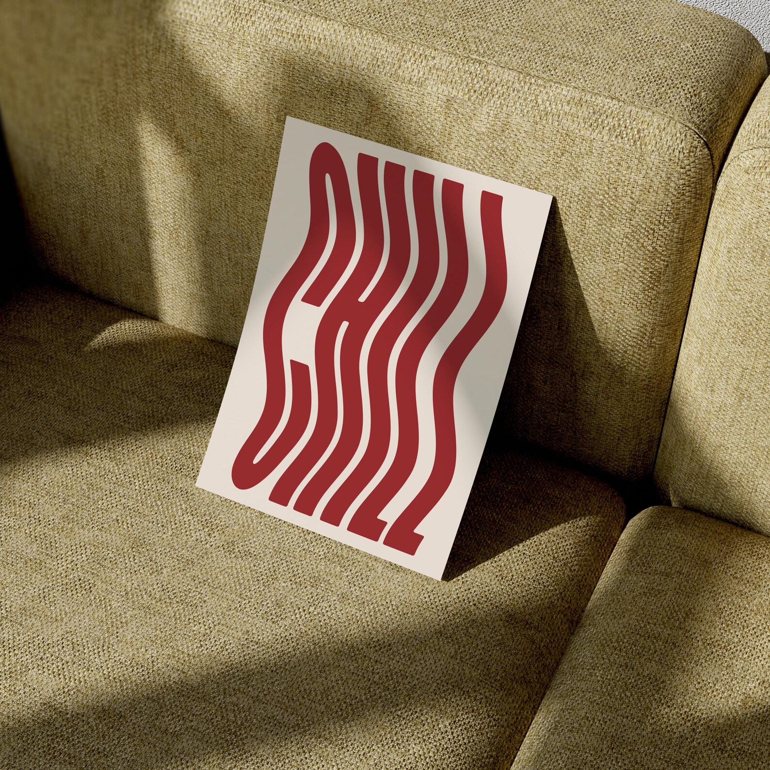 Chill Print: Red Wavy Retro Typography, Minimalist Art (digital ...