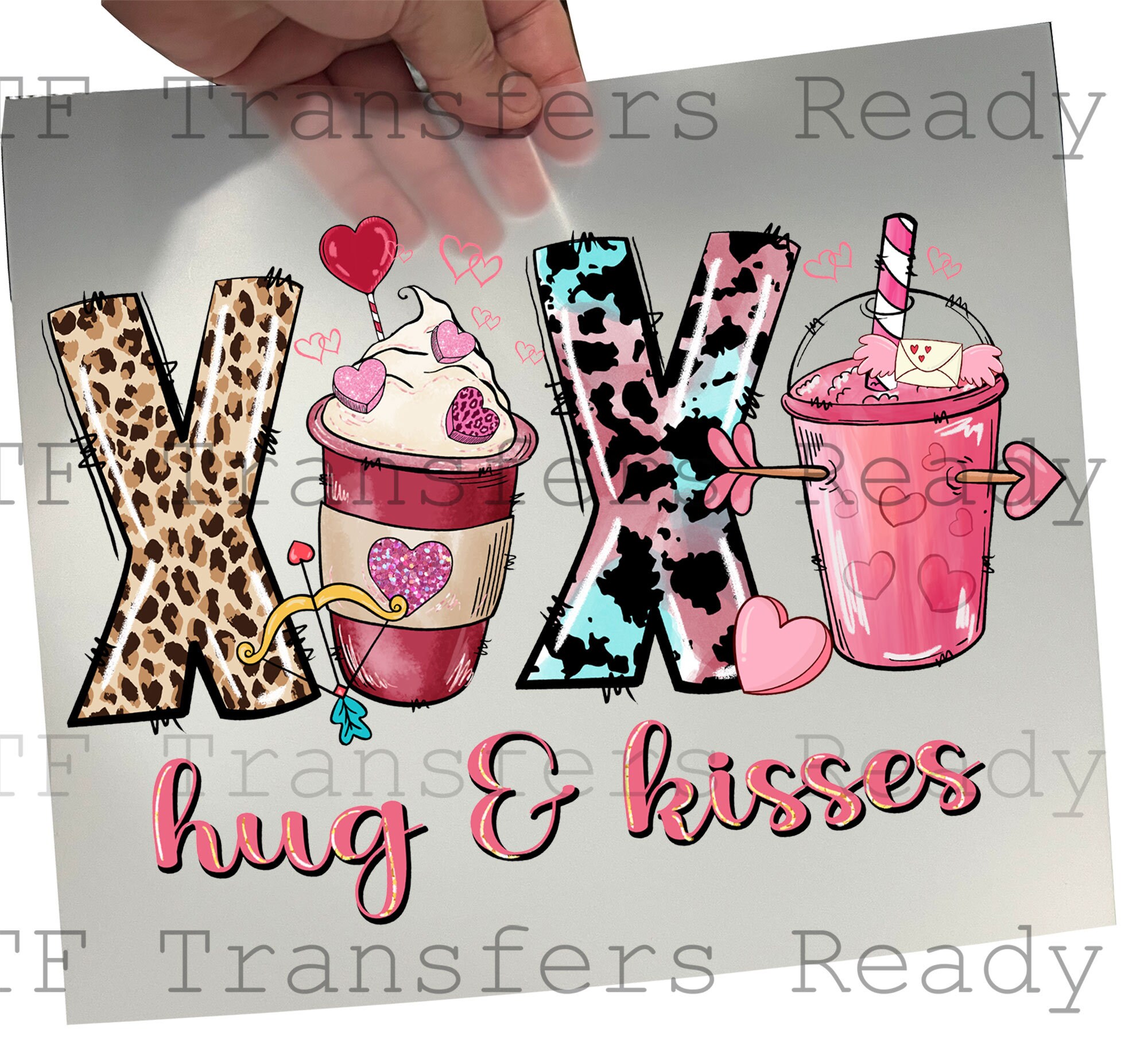 Hug & Kisses Transfers for T-shirts Valentines Day DTF Transfer Wife ...