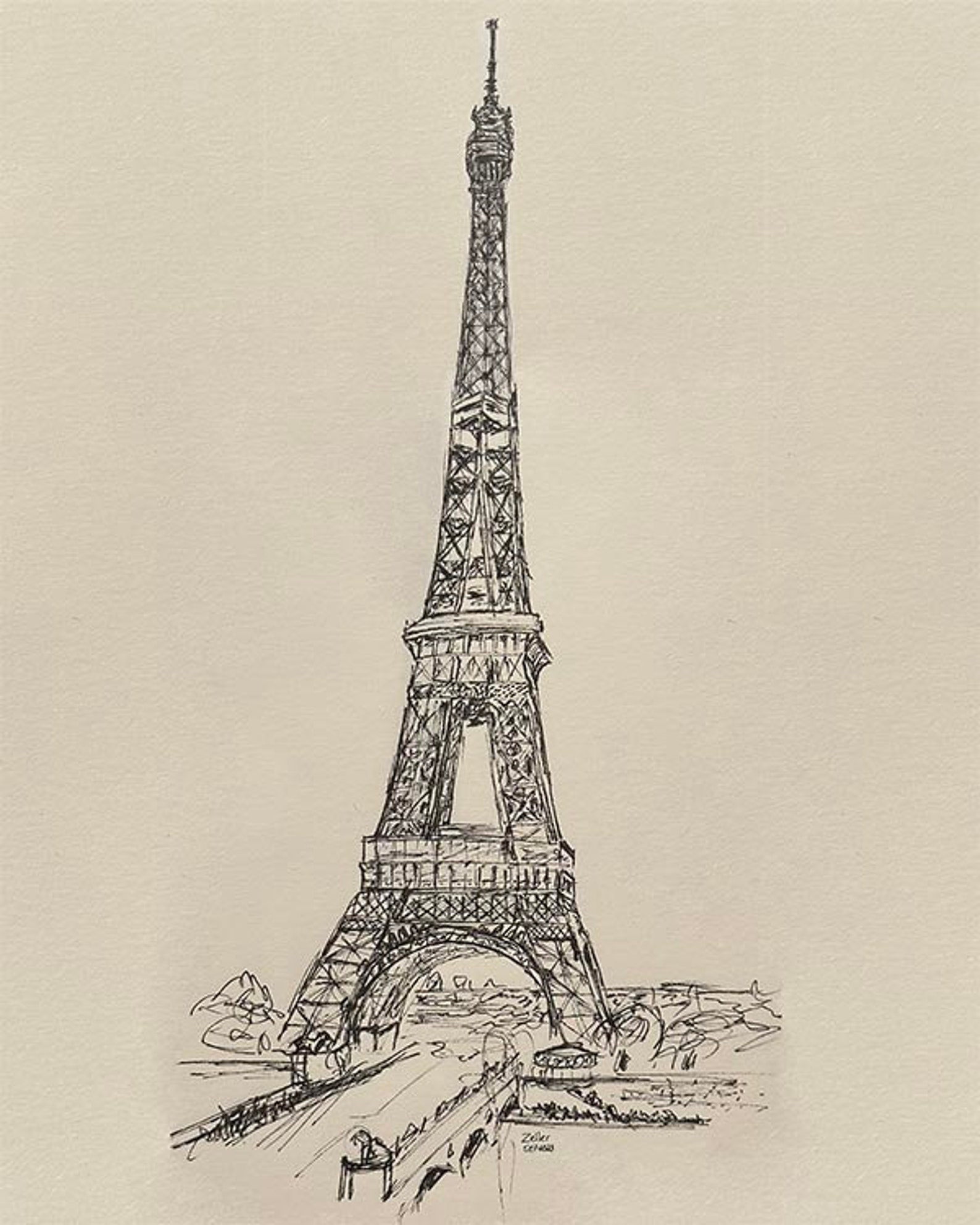 Eiffel Tower Drawing by Zeller | Original Printable Art Digital ...