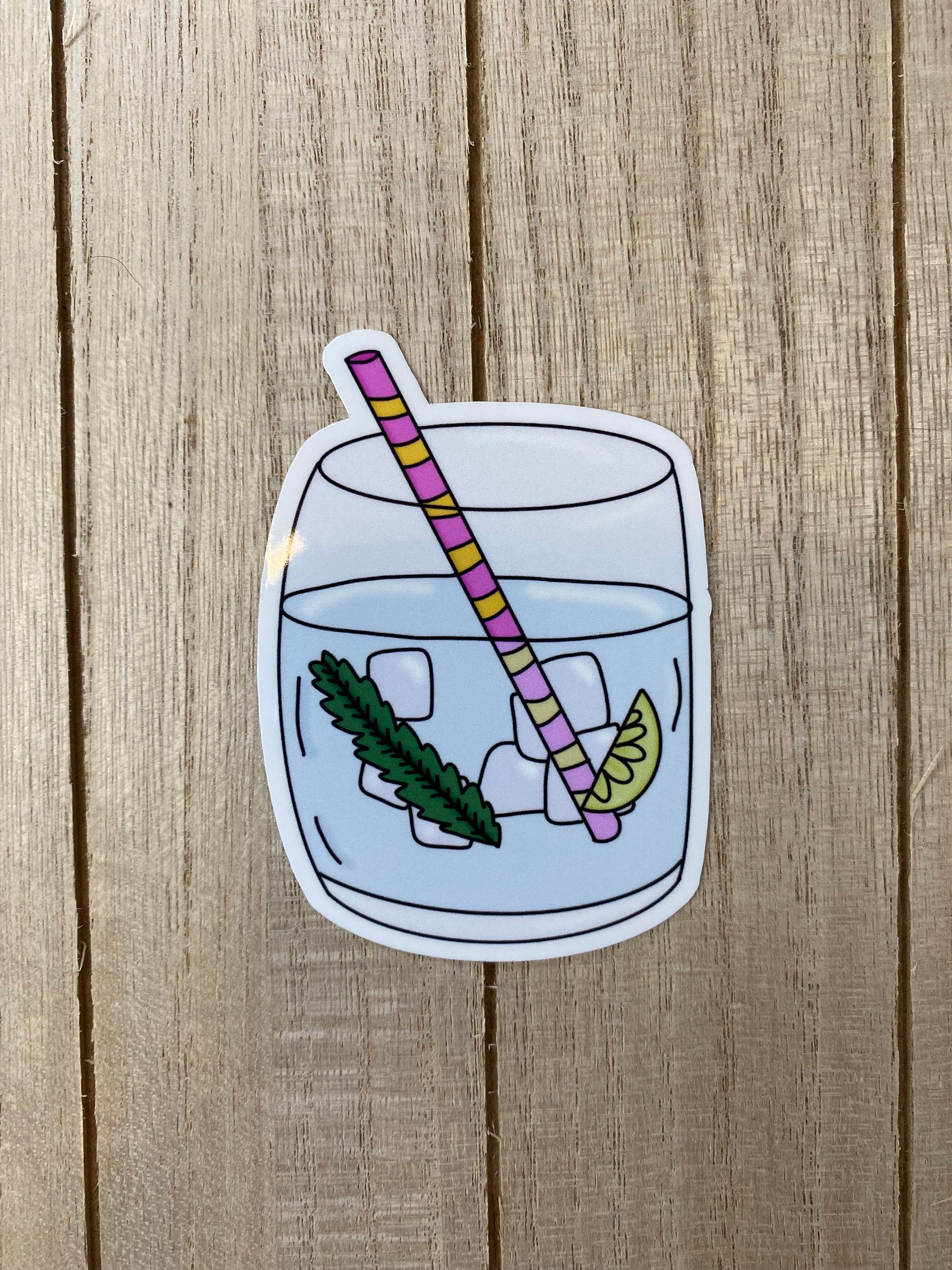 Cocktail Sticker, Gin and Tonic Sticker, Die Cut Vinyl Sticker, Drink ...