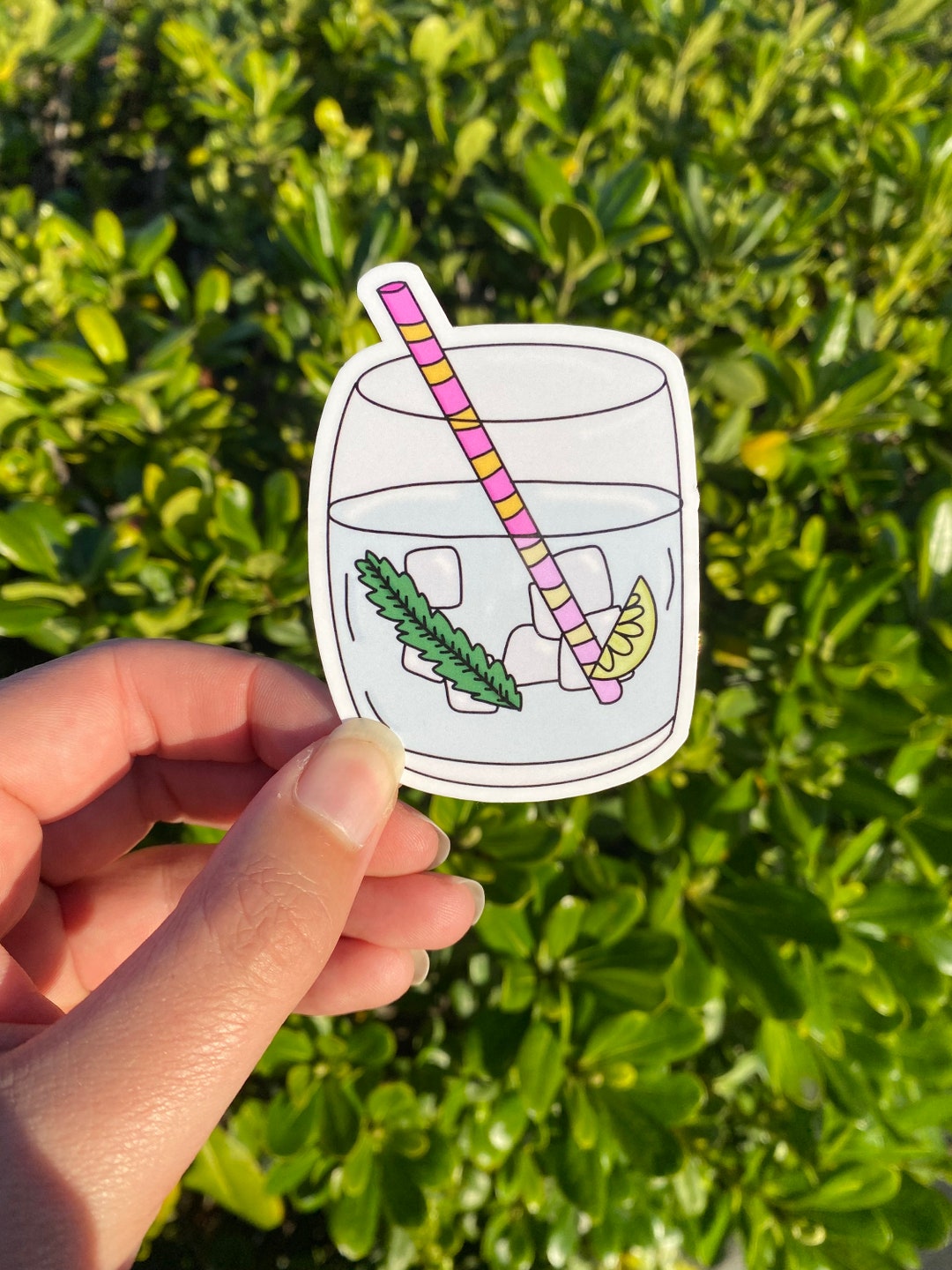 Cocktail Sticker, Gin and Tonic Sticker, Die Cut Vinyl Sticker, Drink ...