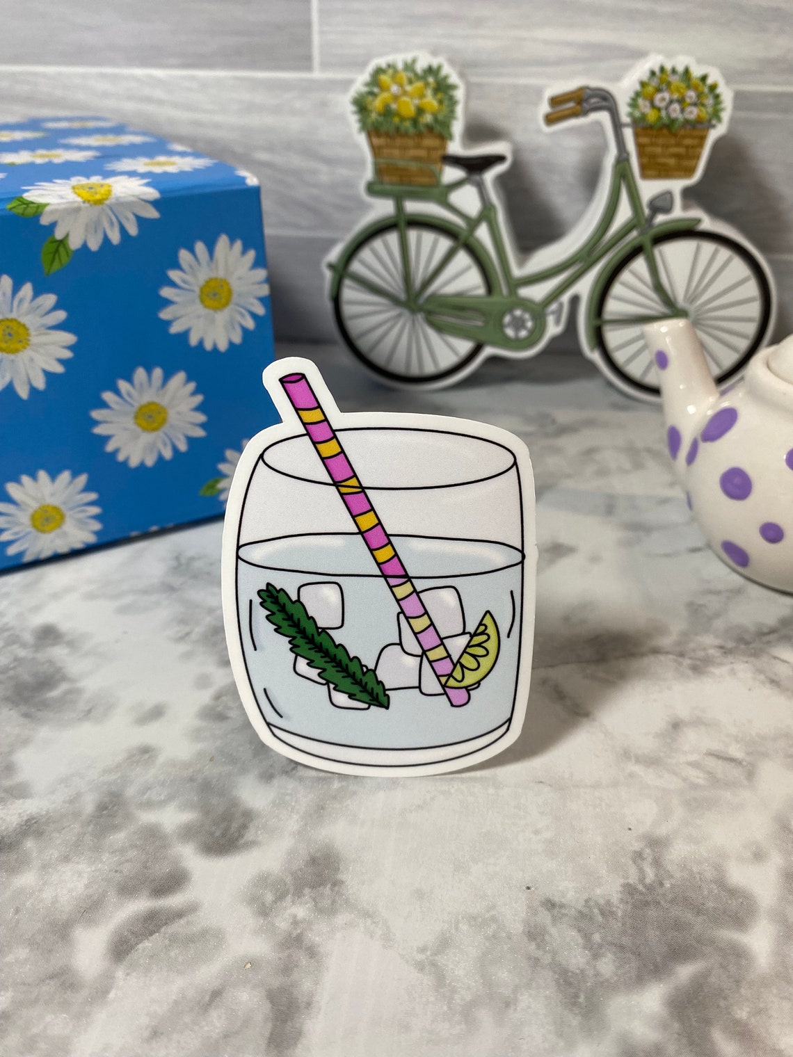Cocktail Sticker, Gin and Tonic Sticker, Die Cut Vinyl Sticker, Drink ...