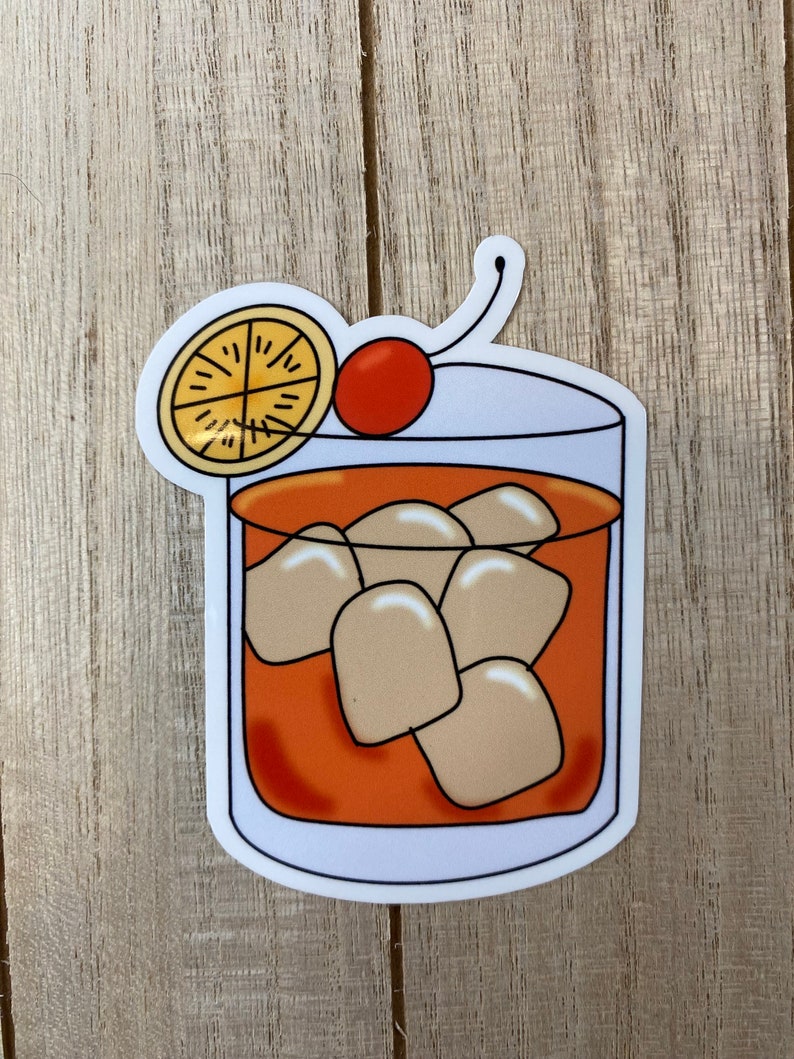Cocktail Sticker, Old Fashion Sticker, Drink Sticker, Die Cut Vinyl ...