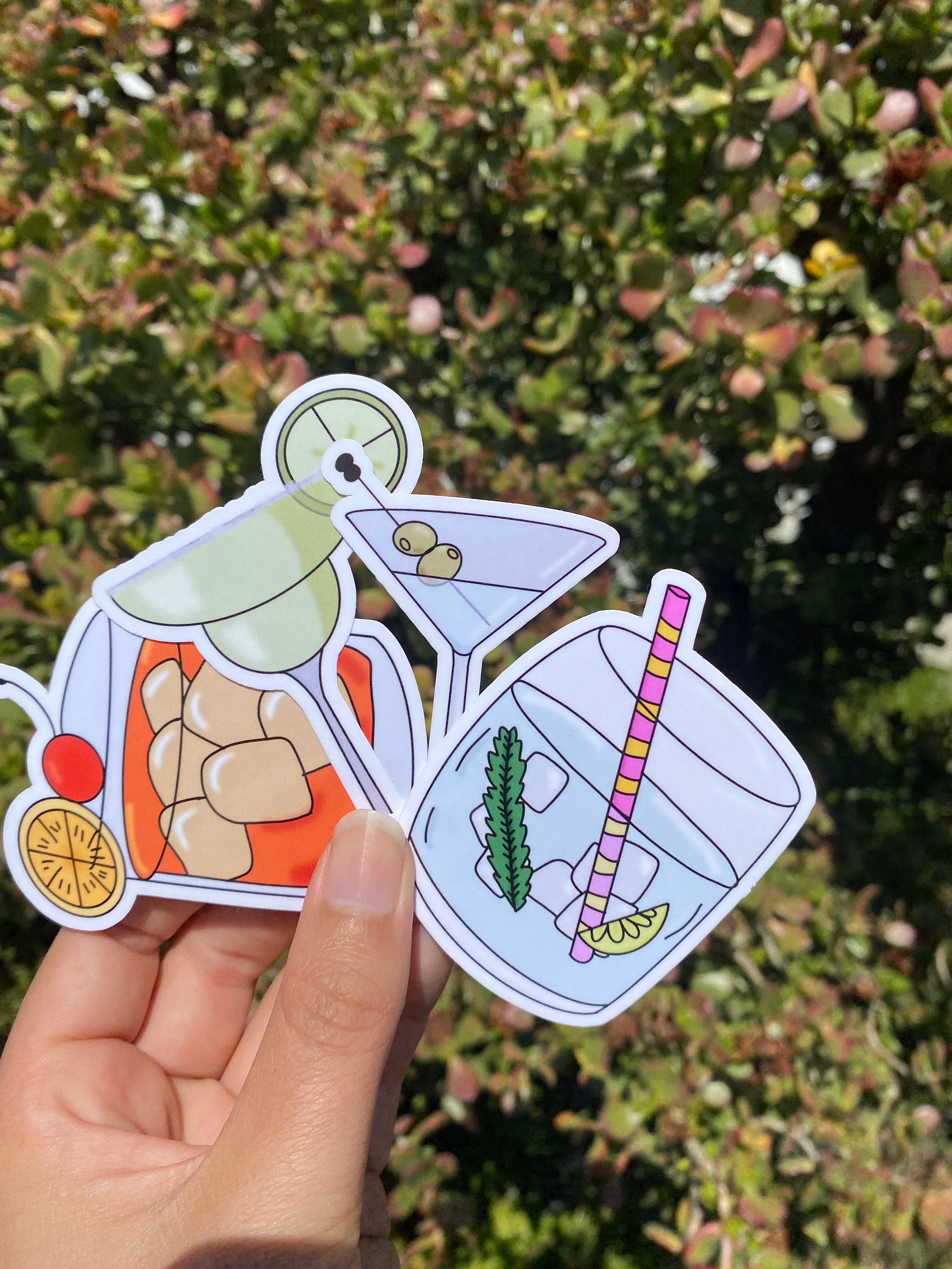Cocktail Sticker, Gin and Tonic Sticker, Die Cut Vinyl Sticker, Drink ...