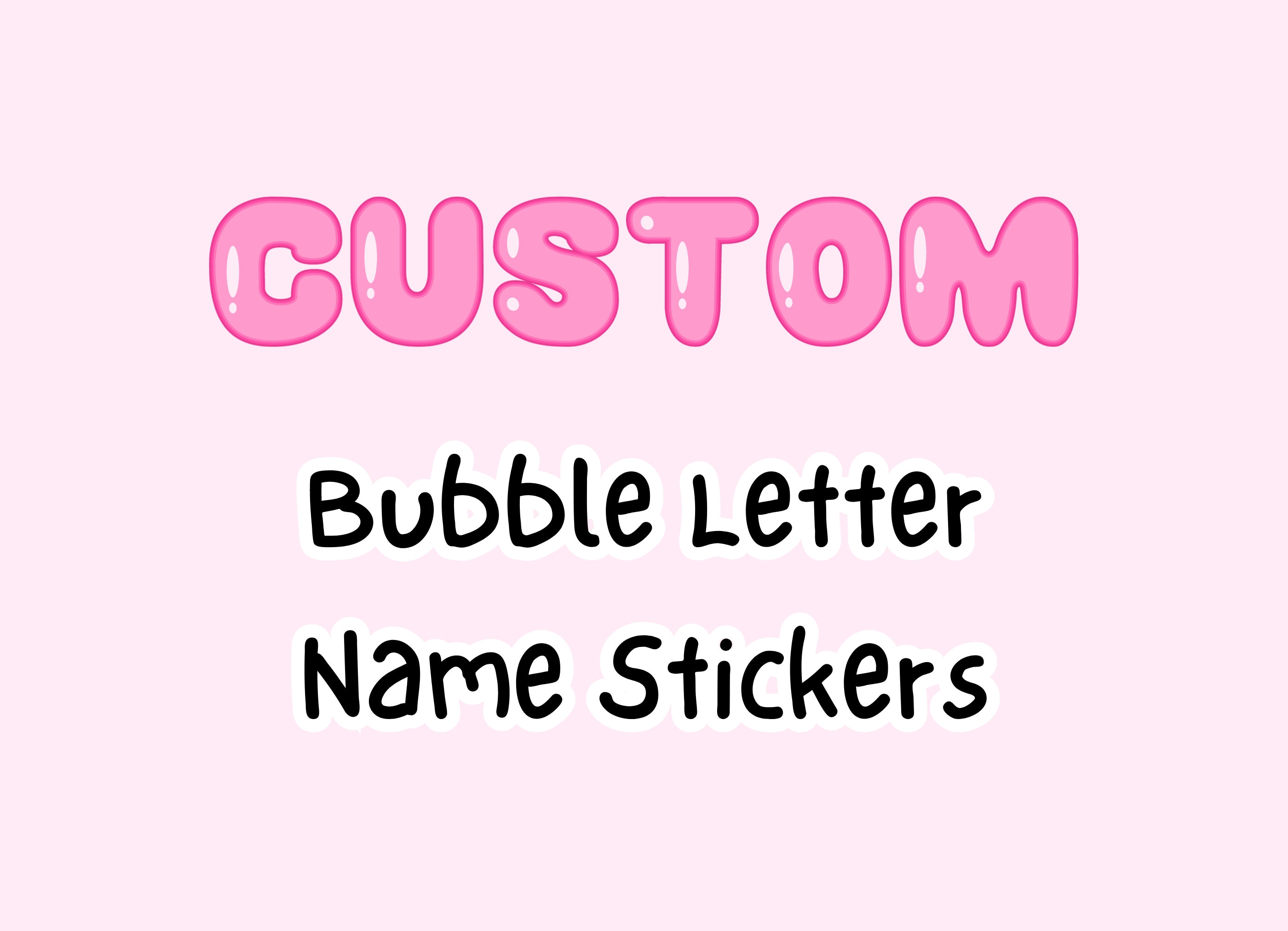 Custom Bubble Name Sticker, Vinyl Name Sticker, Bubble Font Custom Name ...