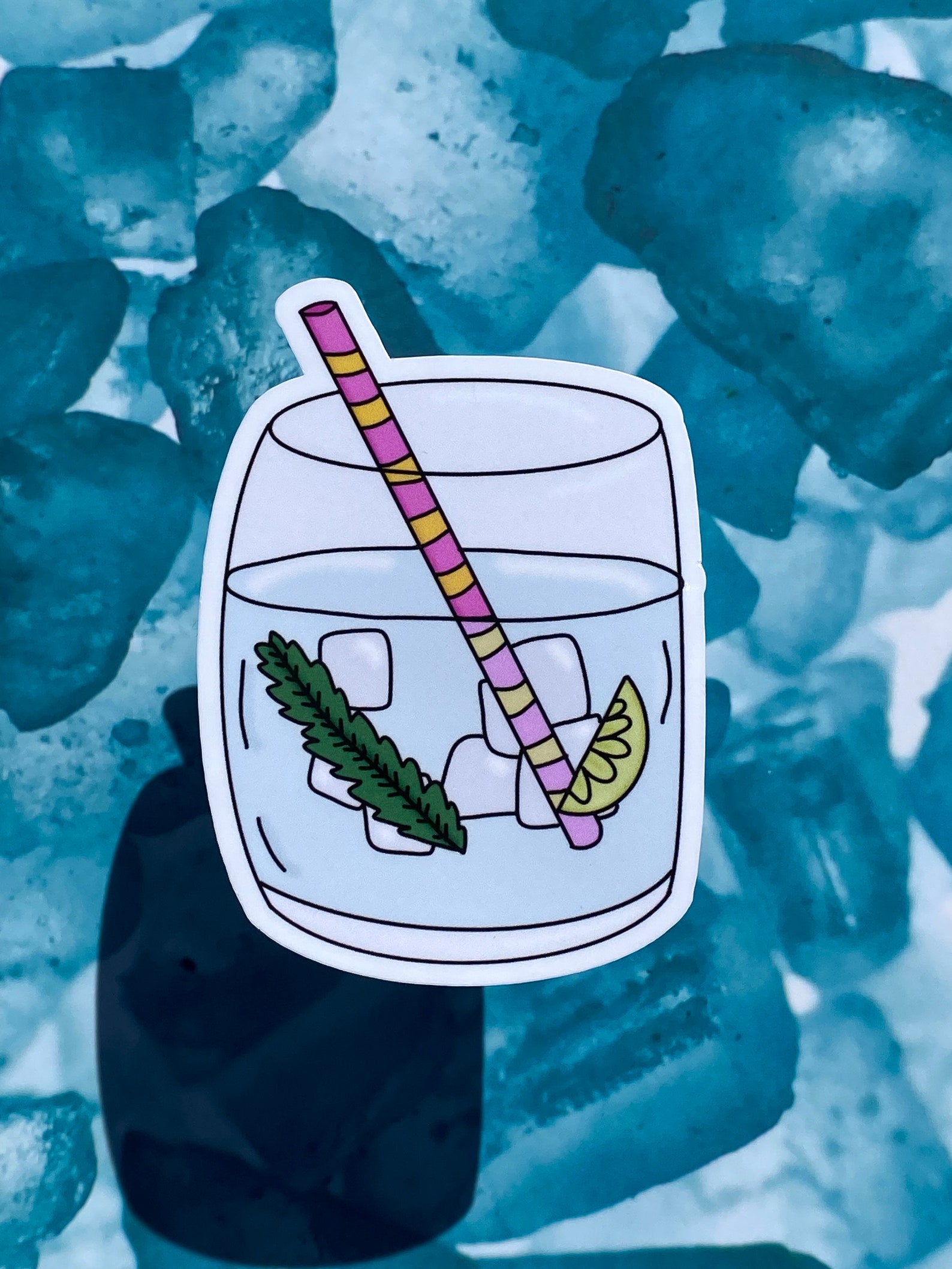 Cocktail Sticker, Gin and Tonic Sticker, Die Cut Vinyl Sticker, Drink ...