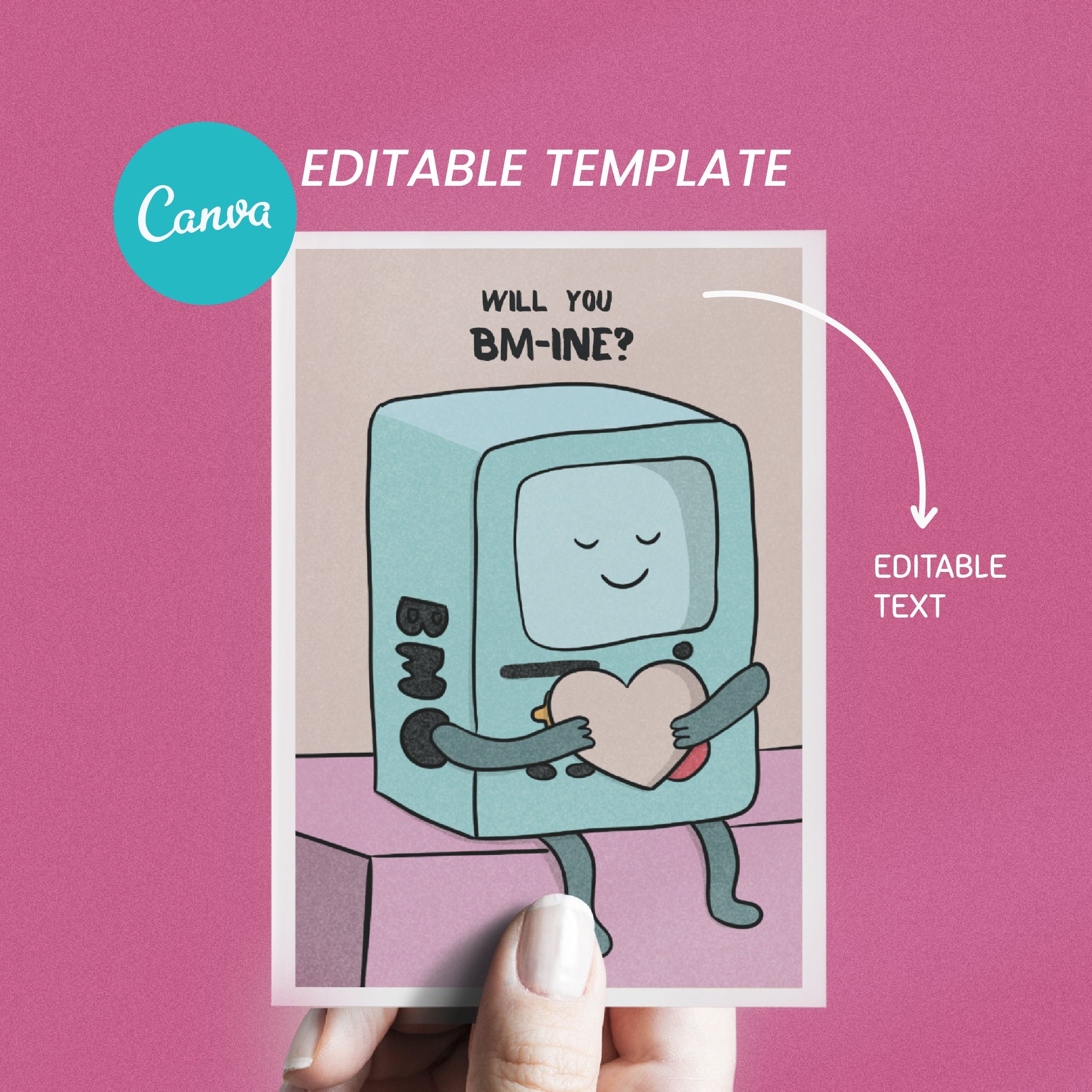 PRINTABLE CARTOON CARD I Bmo Adventure Time Valentines Day (digital ...