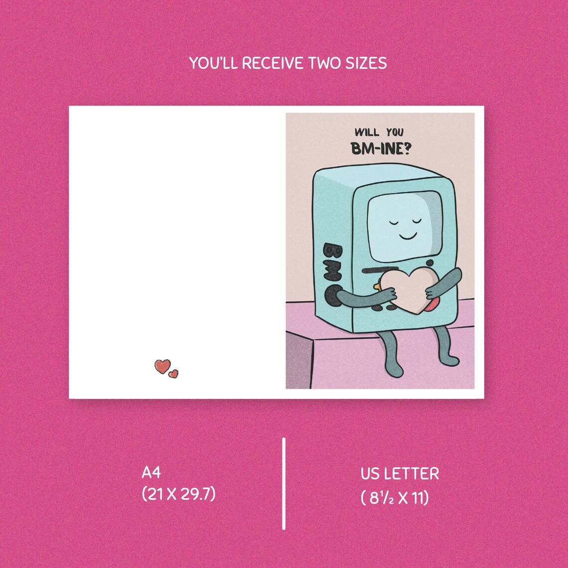 PRINTABLE CARTOON CARD I Bmo Adventure Time Valentines Day (digital ...
