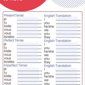 20 Verbs in French Fillable Workbook Download Version A Level GCSE ...