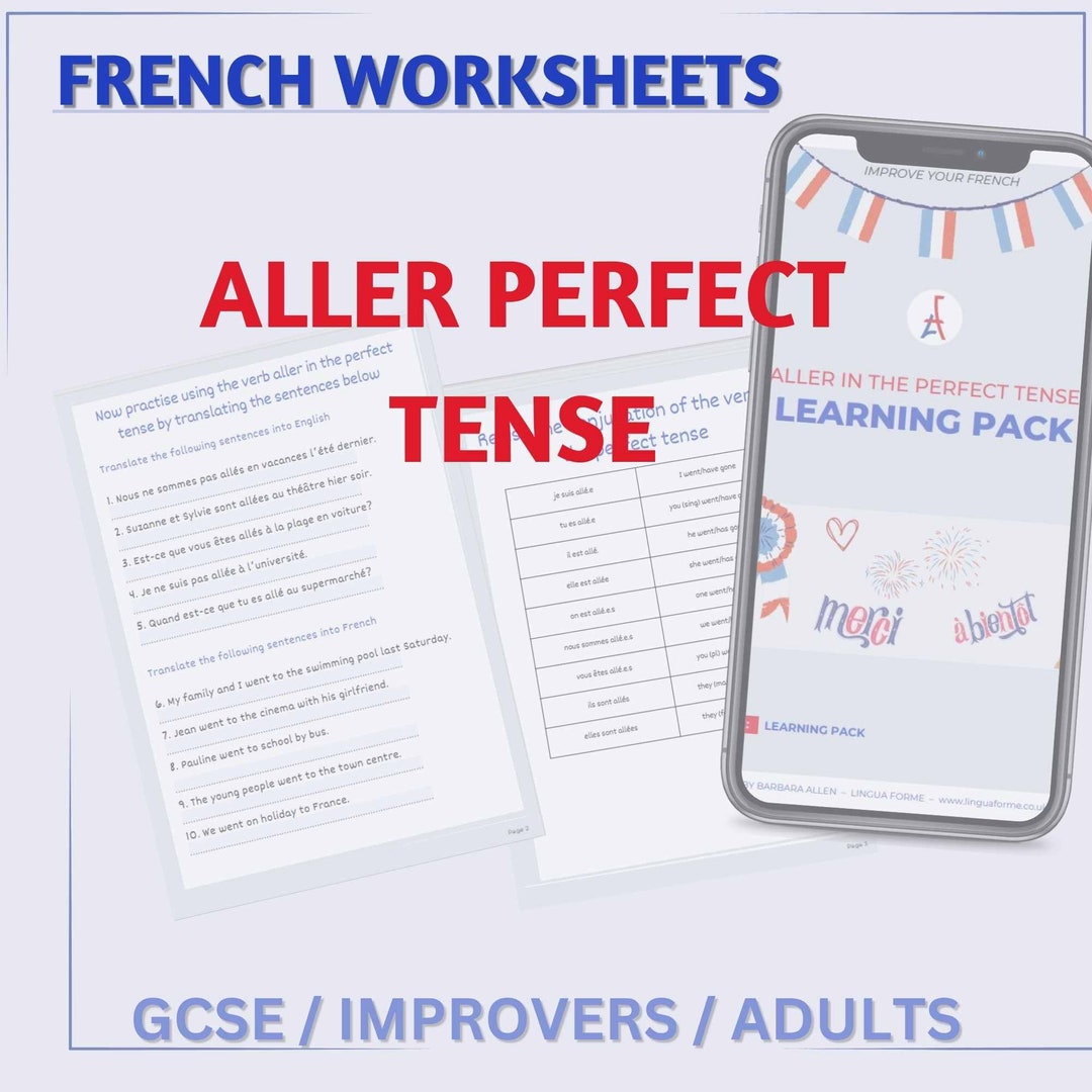 ALLER PERFECT Tense Printable French Verb Workbook Flashcards ...