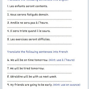 Etre Simple Future Printable French Verb Workbook Flashcards Worksheets ...