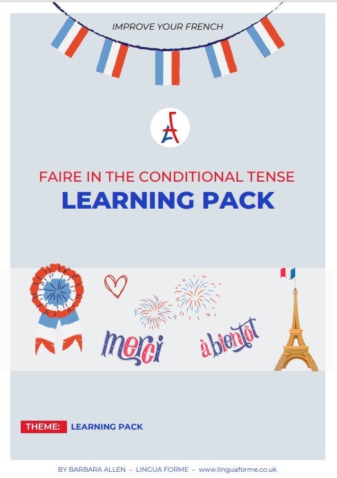 Faire Conditional Tense Printable French Verb Workbook Flashcards ...