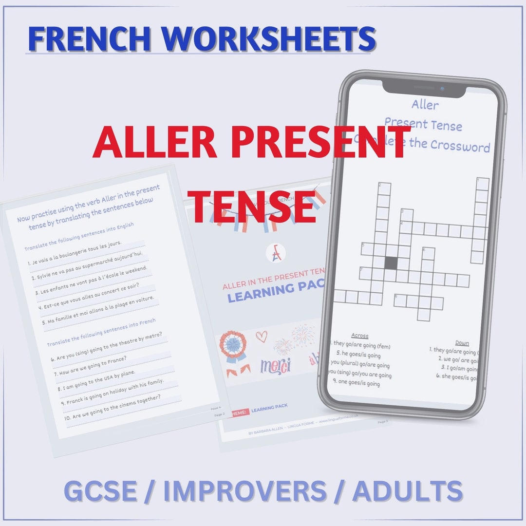 Aller Present Tense Printable French Verb Workbook Flashcards ...
