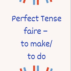 FAIRE PERFECT Tense Printable French Verb Workbook Flashcards ...