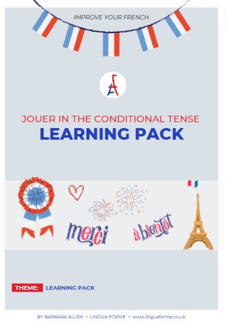 JOUER Conditional Tense Printable French Verb Workbook Flashcards ...