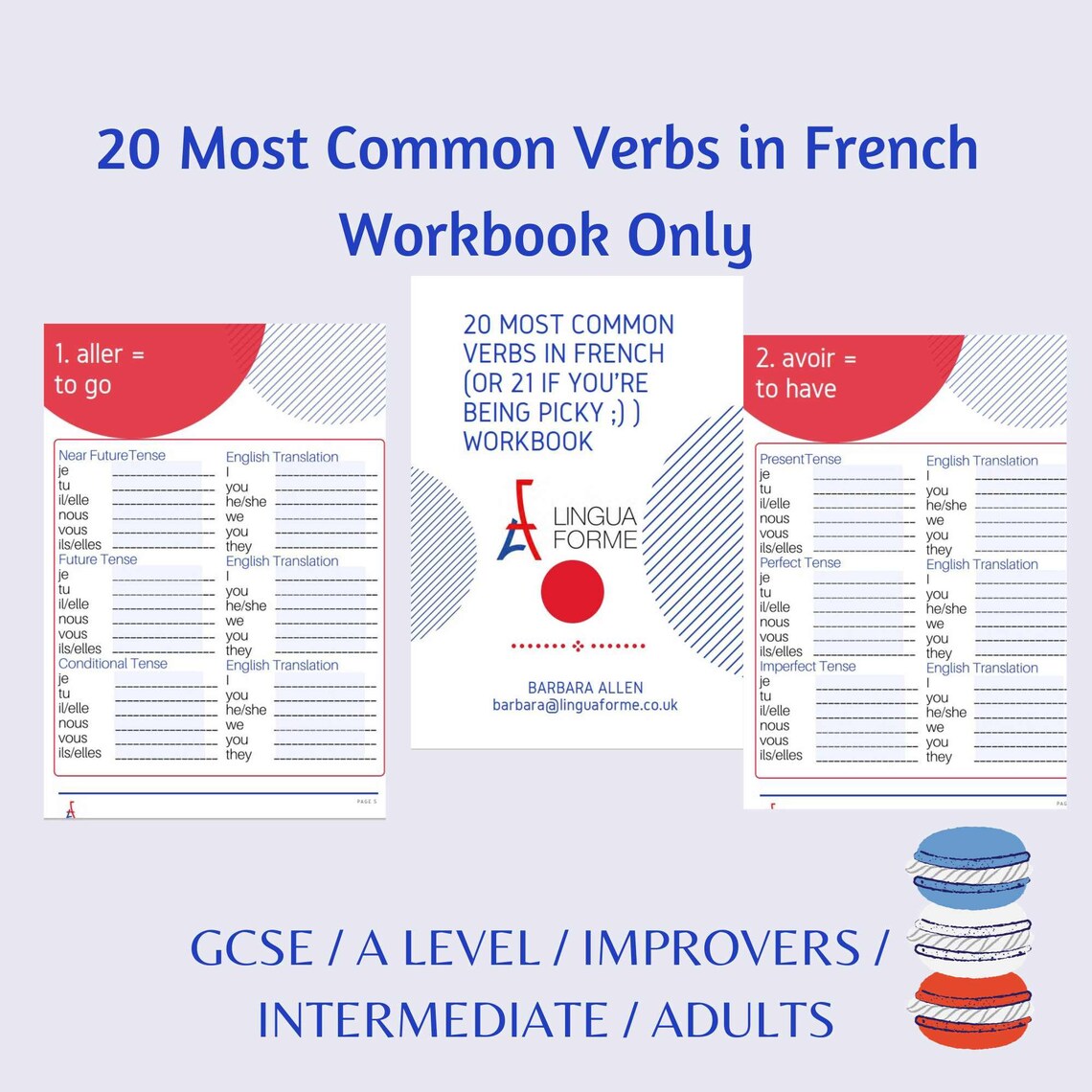 20 Verbs in French Fillable Workbook Download Version A Level GCSE ...