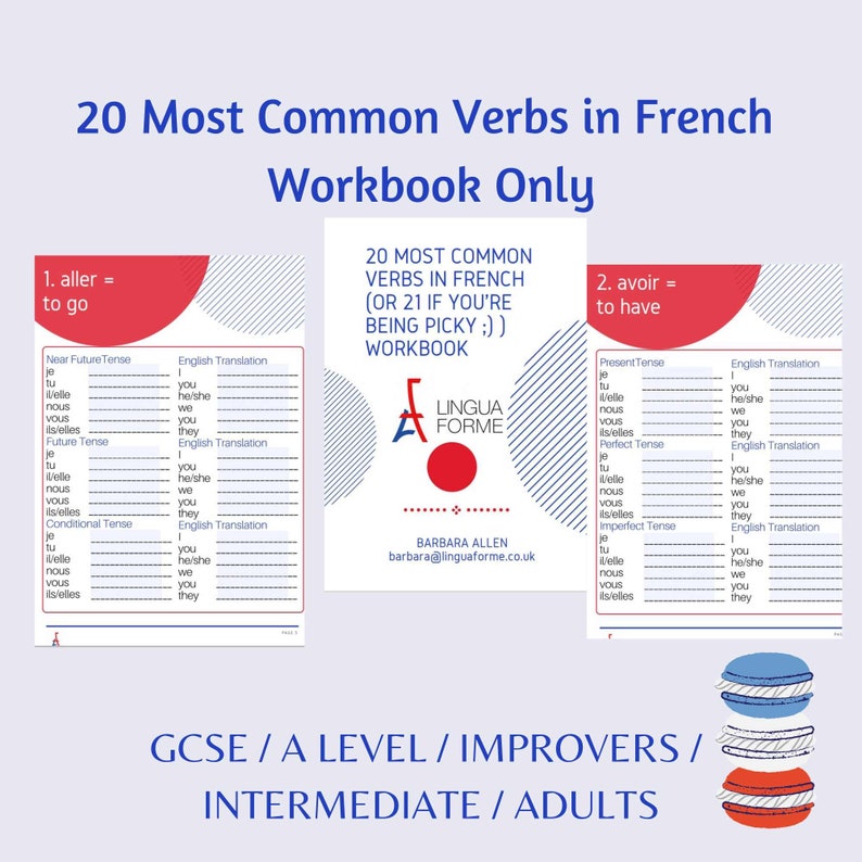 20 Verbs in French Fillable Workbook Download Version A Level GCSE ...