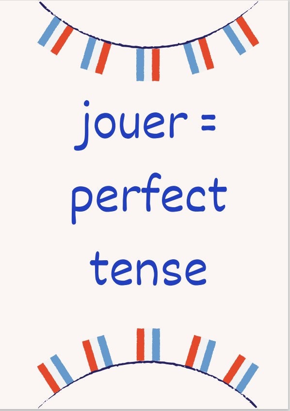 JOUER PERFECT Tense Printable French Verb Workbook Flashcards ...