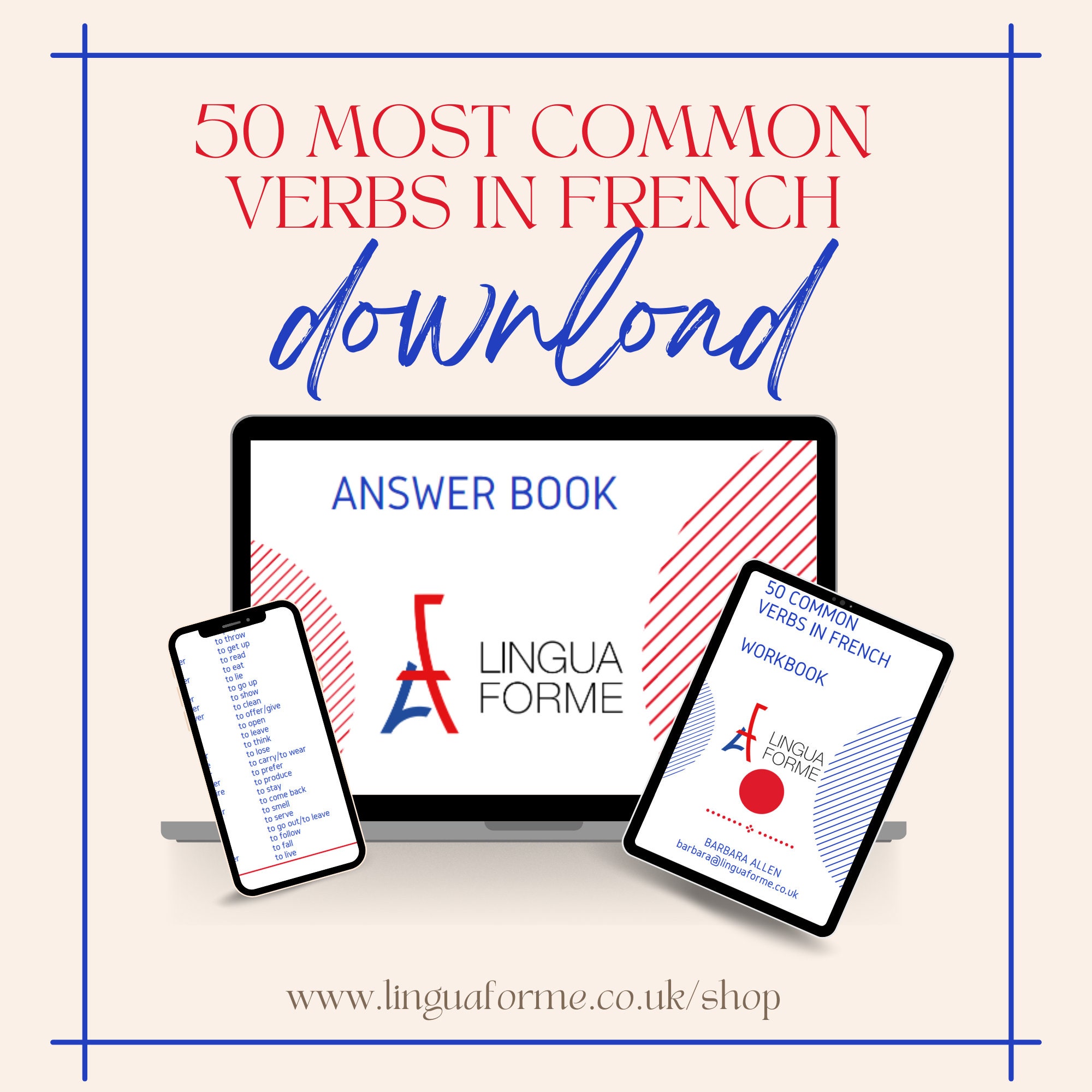 50 Verbs in French Workbook & Answerbook - Etsy UK
