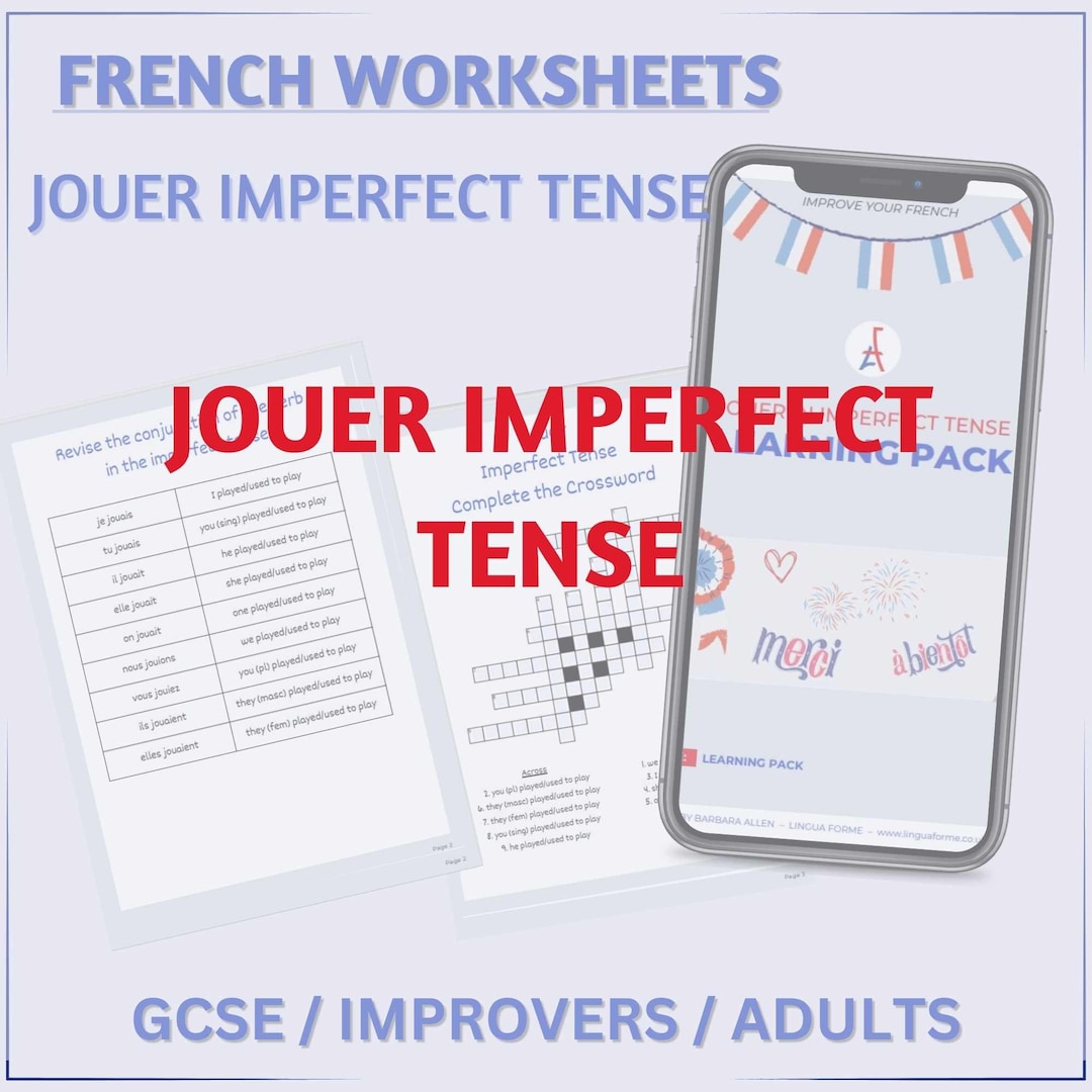 Jouer Imperfect Tense Printable French Verb Workbook Flashcards ...