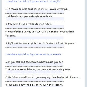 Faire Conditional Tense Printable French Verb Workbook Flashcards ...
