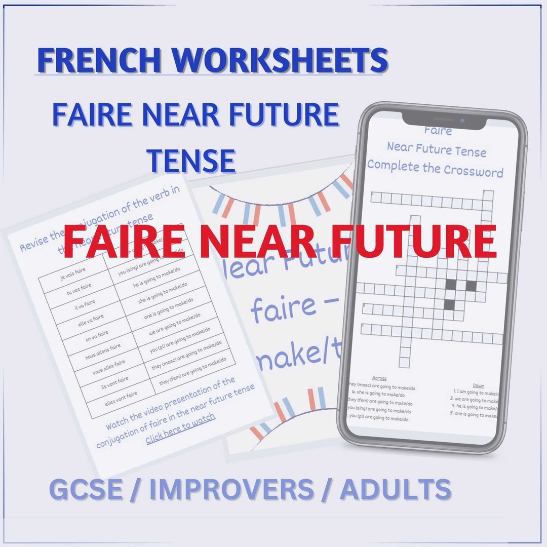 FAIRE Near Future Tense Printable French Verb Workbook Flashcards ...
