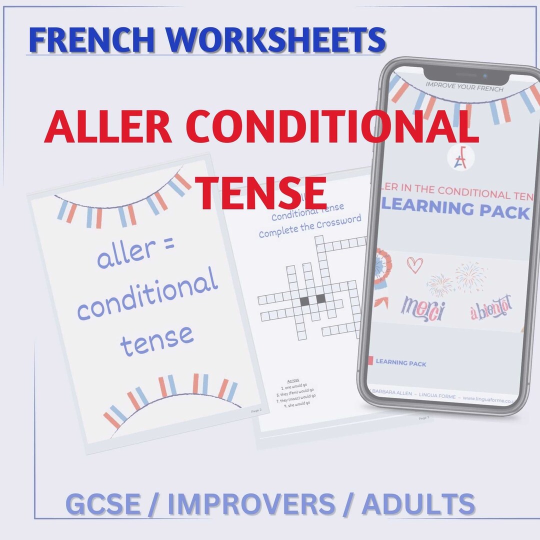ALLER Conditional Tense Printable French Verb Workbook Flashcards ...