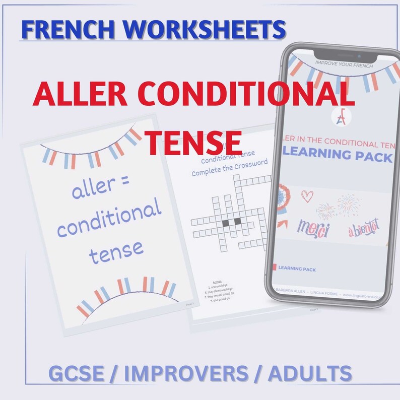 ALLER Conditional Tense Printable French Verb Workbook Flashcards ...