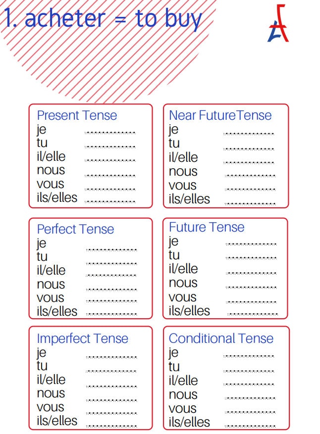 50 Verbs in French Workbook & Answerbook Download Version A Level GCSE ...
