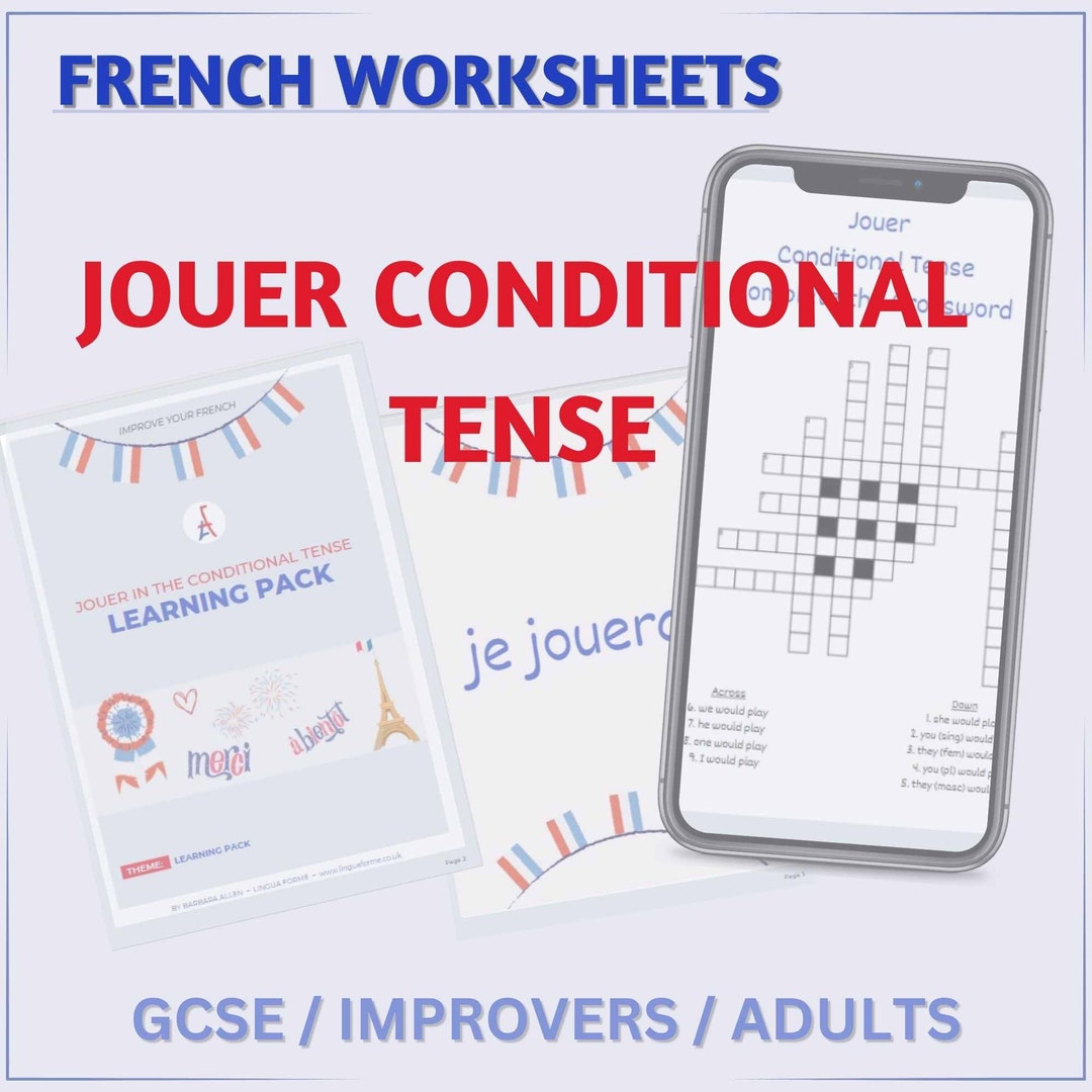 JOUER Conditional Tense Printable French Verb Workbook Flashcards ...