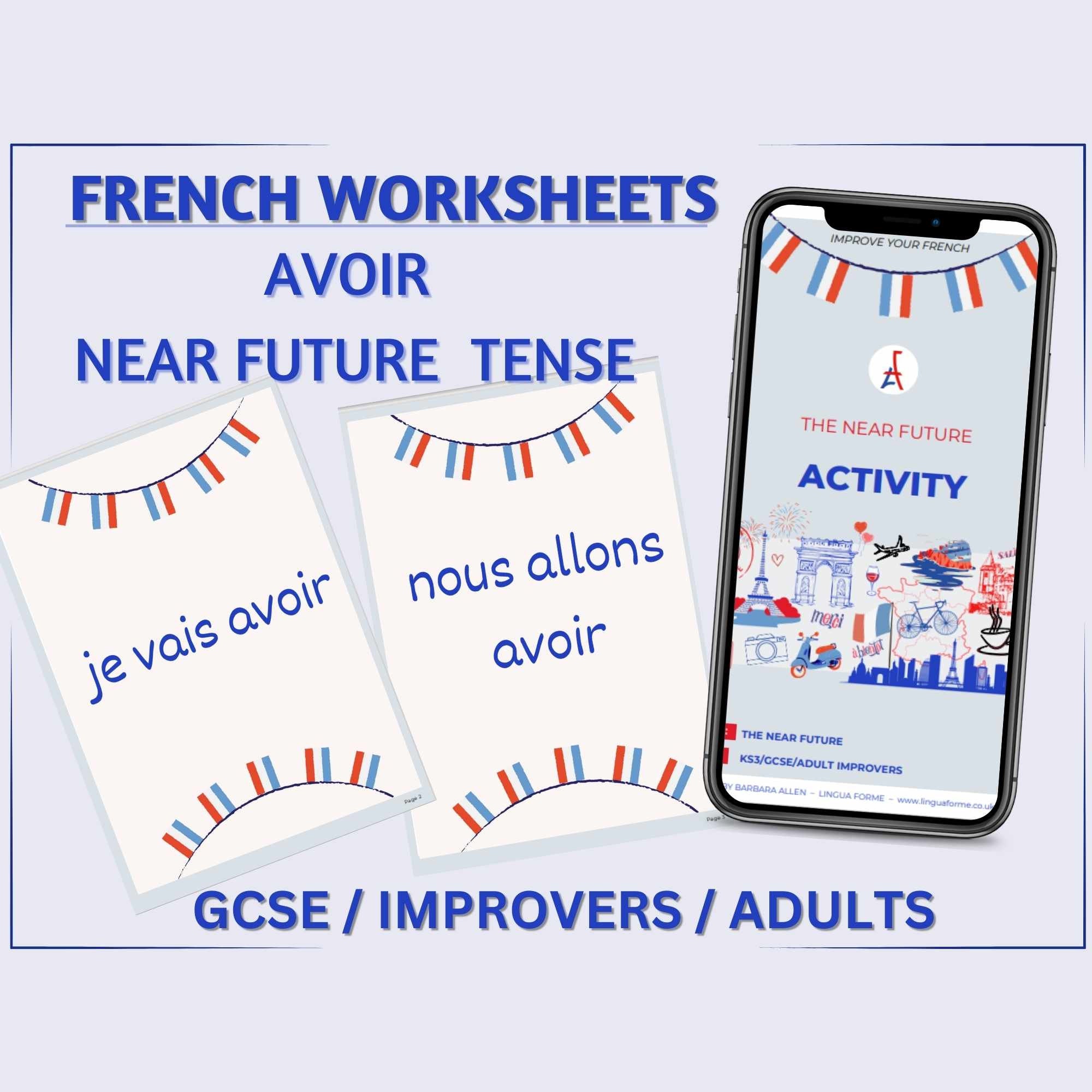 Avoir Near Future Tense Printable French Verb Workbook - Etsy