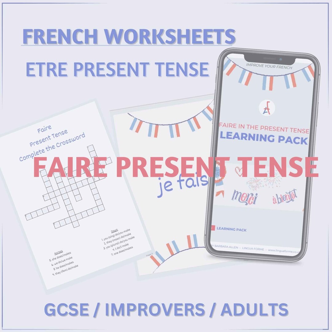 Faire Present Tense Printable French Verb Workbook Flashcards - Etsy