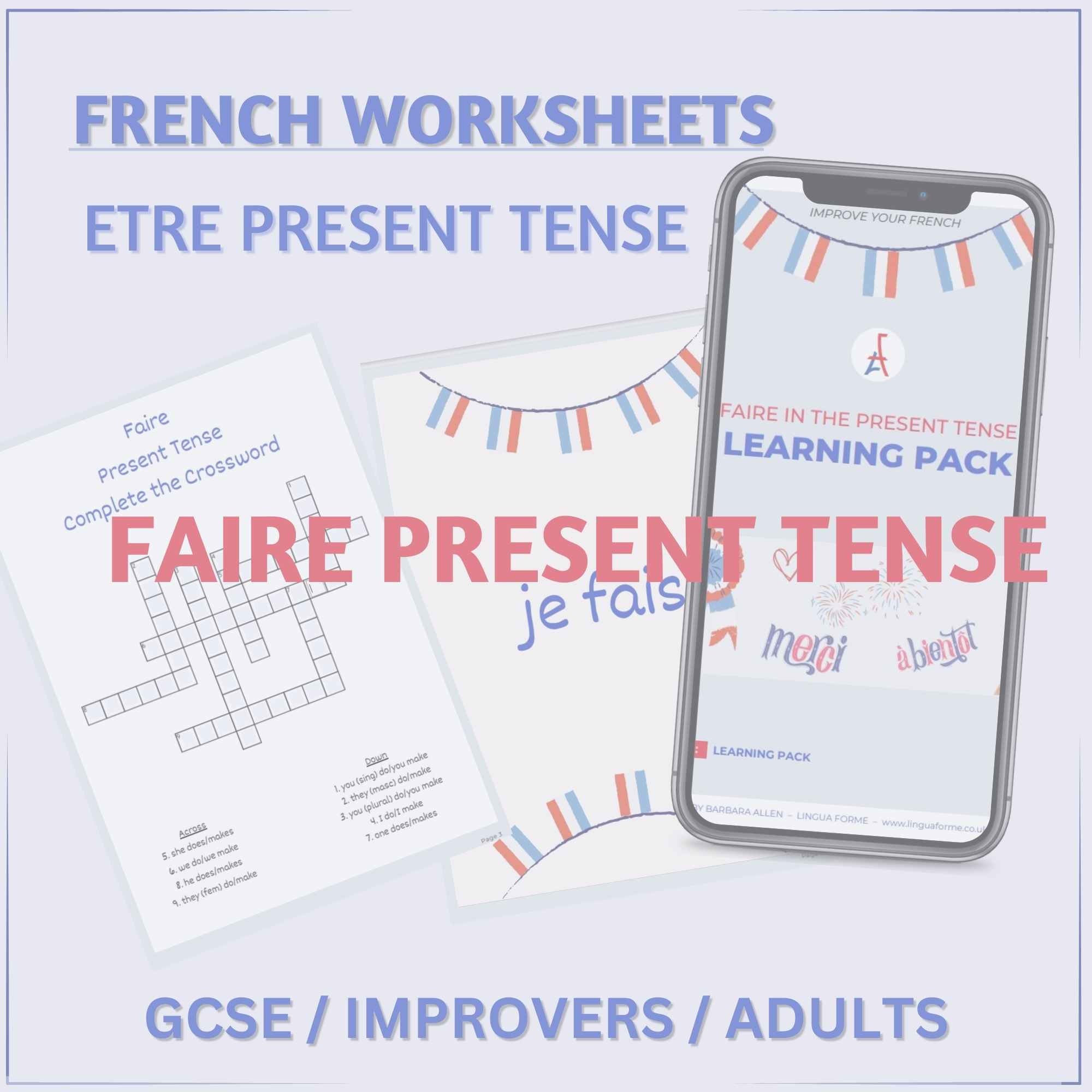 Faire Present Tense Printable French Verb Workbook Flashcards - Etsy