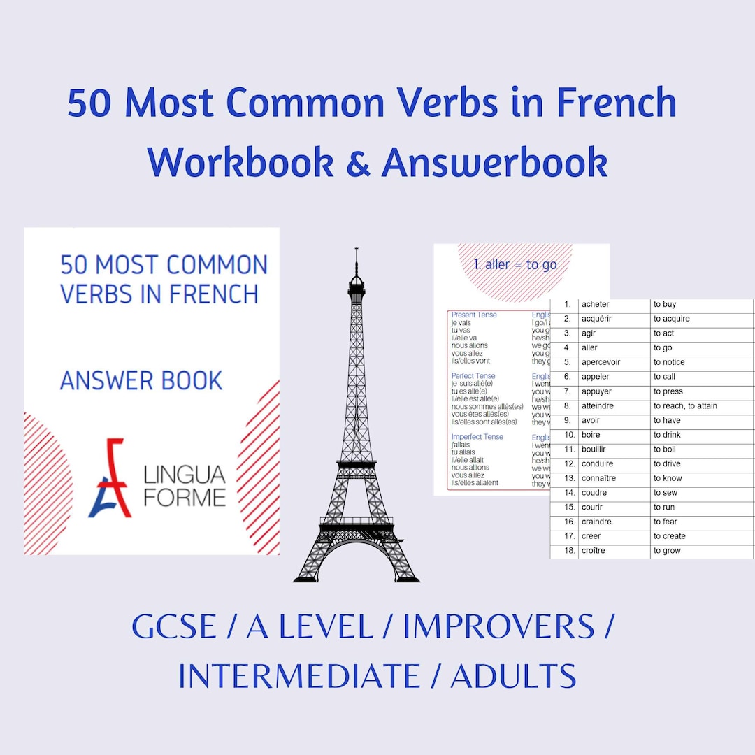 50 Verbs in French Workbook & Answerbook Download Version A Level GCSE ...
