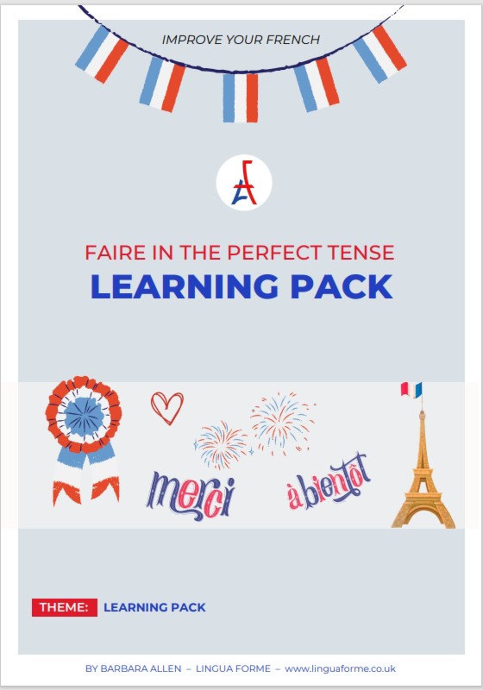 FAIRE PERFECT Tense Printable French Verb Workbook Flashcards ...