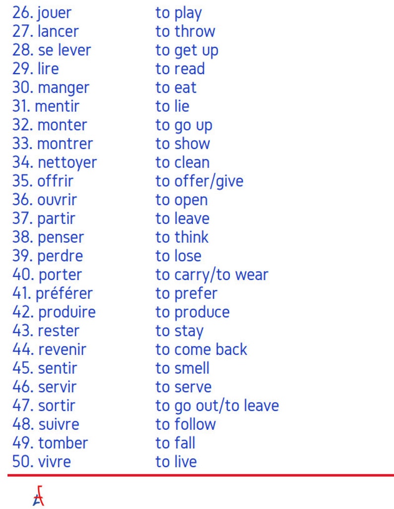 50 Verbs in French Workbook & Answerbook Download Version A Level GCSE ...