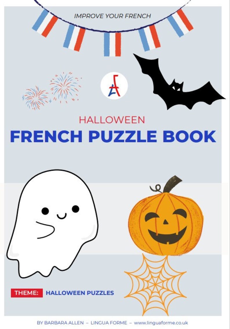French Halloween Puzzle Book / Word Search / Crossword / Word Matching ...