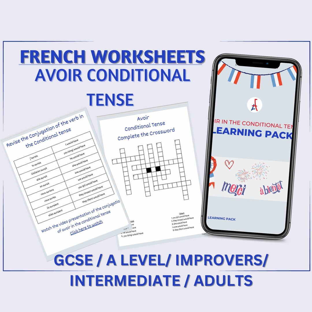 Avoir Conditional Tense Printable French Verb Workbook Flashcards ...