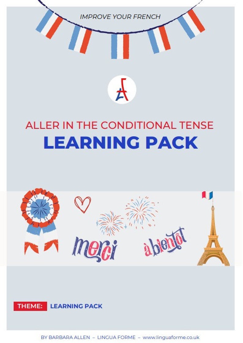 ALLER Conditional Tense Printable French Verb Workbook Flashcards ...