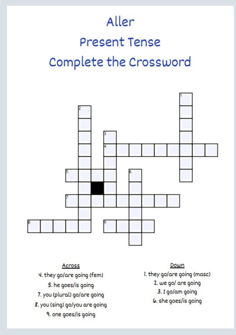 Aller Present Tense Printable French Verb Workbook Flashcards ...